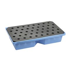 PE-Kleingebinde- und Palettenwanne, LxBxH 1000 x 600 x 200 mm, Auffangvolumen 60 l, mit PE-Gitterrost kaiserkraft