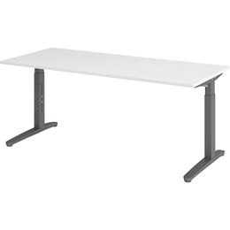 eurokraft pro ANNY - Schreibtisch mit C-Fußgestell, höhenverstellbar 650 - 850 mm, Breite 1800 mm, weiß / graphit