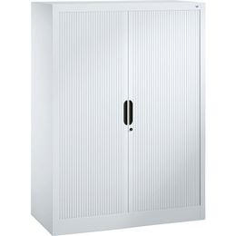 C+P Rollladenschrank mit Horizontal-Jalousie, HxBxT 1345 x 1000 x 420 mm, 3 Fachböden, 3,5 Ordnerhöhen, weißaluminium
