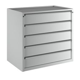 ANKE Schubladenschrank, BxT 1060 x 675 mm, Schubladentraglast 100 kg, 5 Schubladen, H&ouml;he 980 mm, Front lichtgrau
