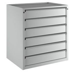 ANKE Schubladenschrank, BxT 910 x 675 mm, Schubladentraglast 100 kg, 6 Schubladen, H&ouml;he 980 mm, Front lichtgrau