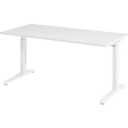 eurokraft pro ANNY - Schreibtisch mit C-Fußgestell, höhenverstellbar 650 - 850 mm, Breite 1600 mm, weiß / weiß