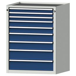 ANKE Schubladenschrank, BxT 760 x 675 mm, Schubladentraglast 100 kg, 9 Schubladen, H&ouml;he 980 mm, Front enzianblau