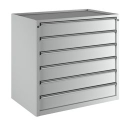 ANKE Schubladenschrank, BxT 1060 x 675 mm, Schubladentraglast 100 kg, 6 Schubladen, H&ouml;he 980 mm, Front lichtgrau