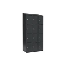 4er-Schlie&szlig;fachschrank Fydor, 3 Abteile, grau, B 900 mm, 3 Abteile, schr&auml;ge Dachform, Vorh&auml;ngeschloss kaiserkraft