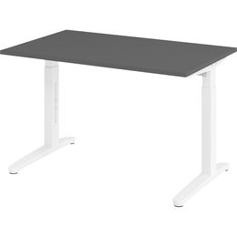 eurokraft pro ANNY - Schreibtisch mit C-Fußgestell, höhenverstellbar 650 - 850 mm, Breite 1200 mm, graphit / weiß