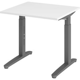 eurokraft pro ANNY - Schreibtisch mit C-Fußgestell, höhenverstellbar 650 - 850 mm, Breite 800 mm, weiß / graphit