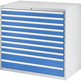 eurokraft pro Schubladenschrank, H&ouml;he x Breite x Tiefe 1200 x 1300 x 750 mm, 10 Schubladen, Tragkraft je 200 kg