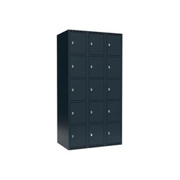 5er-Schlie&szlig;fachschrank Fydor, 3 Abteile, grau, B 900 mm, 3 Abteile, flache Dachform, Vorh&auml;ngeschloss kaiserkraft