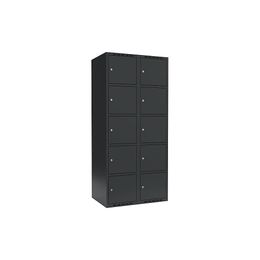 5er-Schlie&szlig;fachschrank Fydor, 2 Abteile, grau, B 800 mm, 2 Abteile, flache Dachform, Zylinderschloss kaiserkraft
