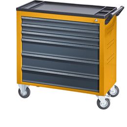 eurokraft pro Werkstattwagen JUMBO, mit 6 durchgehenden Schubladen, HxBxT 935 x 900 x 460 mm, melonengelb