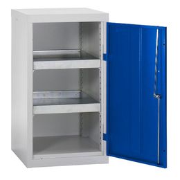 Umweltschrank ohne T&uuml;rlochung, HxBxT 900 x 500 x 500 mm, 2 Wannenb&ouml;den, lichtgrau / enzianblau kaiserkraft