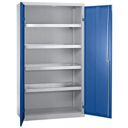 Umweltschrank ohne Türlochung, HxBxT 1800 x 1000 x 500 mm, 4 Wannenböden, lichtgrau / enzianblau kaiserkraft