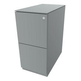 Bisley Rollcontainer Note™, mit 2 Hängeregistraturen, HxB 652 x 300 mm, mit Top, silber