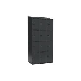 4er-Schlie&szlig;fachschrank Fydor, 3 Abteile, grau, B 900 mm, 3 Abteile, schr&auml;ge Dachform, Zylinderschloss kaiserkraft