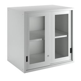 LISTA Aufsatzschrank mit Schiebet&uuml;ren, T&uuml;ren mit Sichtfenster, HxBxT 1000 x 1023 x 725 mm, lichtgrau