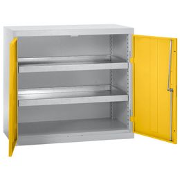 Umweltschrank ohne T&uuml;rlochung, HxBxT 900 x 1000 x 500 mm, 2 Wannenb&ouml;den, lichtgrau / signalgelb kaiserkraft
