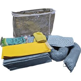 eurokraft basic Leckage-Notfallset mit Einweg-Abdichtmatte, Tasche, Abdichtmatte, Vliese, Bindung 20 l, Ausführung Öl, blau