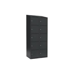 5er-Schlie&szlig;fachschrank Fydor, 2 Abteile, grau, B 800 mm, 2 Abteile, schr&auml;ge Dachform, Zylinderschloss kaiserkraft