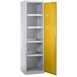 Umweltschrank ohne T&uuml;rlochung, HxBxT 1800 x 500 x 500 mm, 4 Wannenb&ouml;den, lichtgrau / signalgelb kaiserkraft