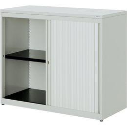 Mauser Querrollladenschrank, HxBxT 830 x 1000 x 432 mm, Kunststoffplatte, 1 Fachboden, lichtgrau / lichtgrau / lichtgrau