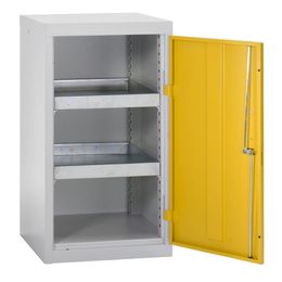 Umweltschrank ohne T&uuml;rlochung, HxBxT 900 x 500 x 500 mm, 2 Wannenb&ouml;den, lichtgrau / signalgelb kaiserkraft