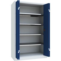 Pavoy Faltt&uuml;renschrank, H&ouml;he 1950 mm, Breite 1200 mm, Tiefe 600 mm, grau/blau