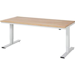 Rau Arbeitstisch, elektrisch h&ouml;henverstellbar - Tragkraft 300 kg, H&ouml;he 720 - 1120 mm, Buchenplatte massiv, BxT 2000 x 1000 mm