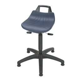 Arbeitshocker mit Gasfeder-H&ouml;henverstellung, mit Gleitern, Sitzfl&auml;che aus blauem PU-Schaum kaiserkraft