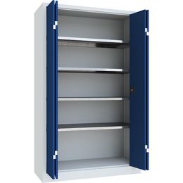 Pavoy Faltt&uuml;renschrank, H&ouml;he 1950 mm, Breite 1200 mm, Tiefe 500 mm, grau/blau