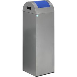 Var Selbstl&ouml;schender Wertstoffsammler, Volumen 89 l, HxBxT 1045 x 320 x 320 mm, silber, Klappe blau