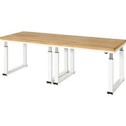 Rau Arbeitstisch, elektrisch h&ouml;henverstellbar - Tragkraft 600 kg, H&ouml;he 740 - 1140 mm, Buchenplatte massiv, BxT 2500 x 900 mm