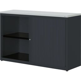 Mauser Querrollladenschrank, HxBxT 830 x 1200 x 432 mm, Kunststoffplatte, 1 Fachboden, anthrazitgrau / anthrazitgrau / lichtgrau