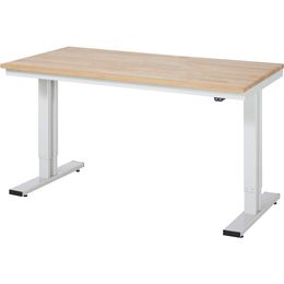 Rau Arbeitstisch, elektrisch h&ouml;henverstellbar - Tragkraft 300 kg, H&ouml;he 720 - 1120 mm, Buchenplatte massiv, BxT 1500 x 800 mm