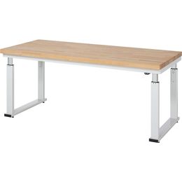 Rau Arbeitstisch, elektrisch h&ouml;henverstellbar - Tragkraft 600 kg, H&ouml;he 740 - 1140 mm, Buchenplatte massiv, BxT 2000 x 900 mm