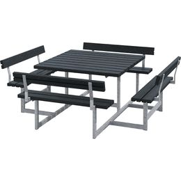 Gruppensitzbank für 8 Personen, LxT 2240 x 2240 mm, mit 4 Rückenlehnen, schwarz kaiserkraft