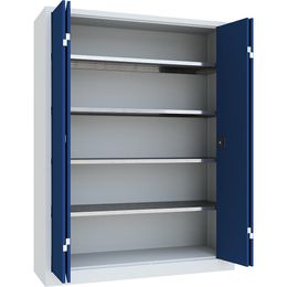 Pavoy Faltt&uuml;renschrank, H&ouml;he 1950 mm, Breite 1500 mm, Tiefe 500 mm, grau/blau
