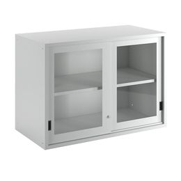 LISTA Aufsatzschrank mit Schiebet&uuml;ren, T&uuml;ren mit Sichtfenster, HxBxT 1000 x 1431 x 725 mm, lichtgrau