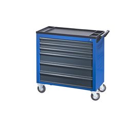 eurokraft pro Werkstattwagen JUMBO, mit 6 durchgehenden Schubladen, HxBxT 935 x 900 x 460 mm, enzianblau