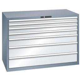 LISTA Schubladenschrank, 7 Schubladen, BxTxH 1431 x 725 x 1000 mm, grau metallic / lichtgrau