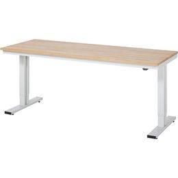 Rau Arbeitstisch, elektrisch h&ouml;henverstellbar - Tragkraft 300 kg, H&ouml;he 720 - 1120 mm, Buchenplatte massiv, BxT 2000 x 800 mm