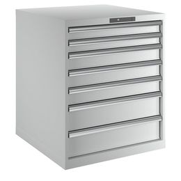LISTA Schubladenschrank, 7 Schubladen, BxTxH 717 x 725 x 850 mm, Tragkraft 75 kg, lichtgrau