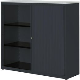 Mauser Querrollladenschrank, HxBxT 1180 x 1200 x 432 mm, Kunststoffplatte, 2 Fachb&ouml;den, anthrazitgrau / anthrazitgrau / lichtgrau