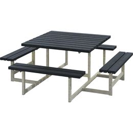 Gruppensitzbank f&uuml;r 8 Personen, Nadelholz, LxT 2000 x 2000 mm, schwarz kaiserkraft