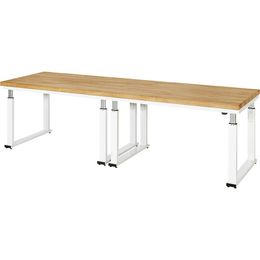 Rau Arbeitstisch, elektrisch h&ouml;henverstellbar - Tragkraft 600 kg, H&ouml;he 740 - 1140 mm, Buchenplatte massiv, BxT 3000 x 900 mm