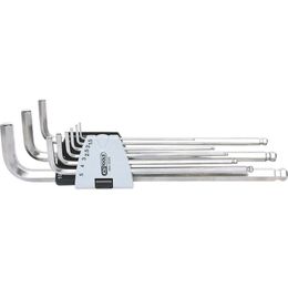 KS Tools Edelstahl-Winkelstiftschl&uuml;ssel-Satz XL, Innensechskant mit Kugelkopf, 9 Teile