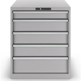 LISTA Schubladenschrank, 5 Schubladen, BxTxH 717 x 725 x 850 mm, lichtgrau, Schubladentraglast 75 kg