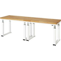 Rau Arbeitstisch, elektrisch h&ouml;henverstellbar - Tragkraft 600 kg, H&ouml;he 740 - 1140 mm, Buchenplatte massiv, BxT 2500 x 700 mm