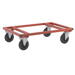 Kongamek Paletten-Fahrgestell KM217, LxBxH 1200 x 800 x 305 mm, rot, 2 Lenk- und 2 Bockrollen