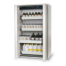 ASECOS Feuerbest&auml;ndiger Gefahrstoff-Faltt&uuml;rschrank Typ 90, halbautomatisch, mit 4 Schubladen, lichtgrau